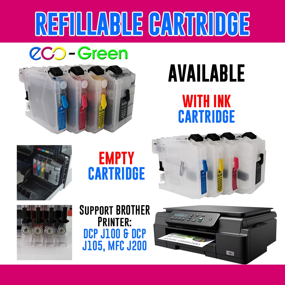 compatible brother mfc j200 dcp j105 dcp j100 ciss short refillable ...
