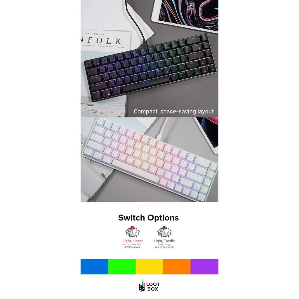 RK Royal Kludge Rk871 / Rk68 Plus Tri-Mode RGB Hot Swap 2021 Mechanical Keyboard - White presyo ...