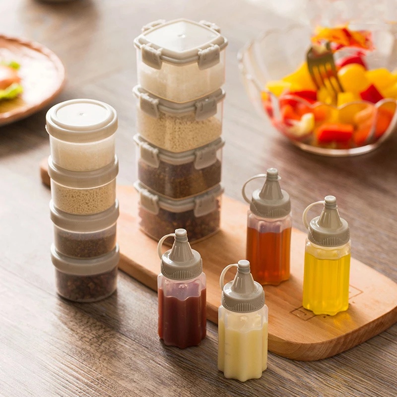 4Pcs/Set Mini Sauce Seasoning Box/ Portable Transparent PP Bottle ...