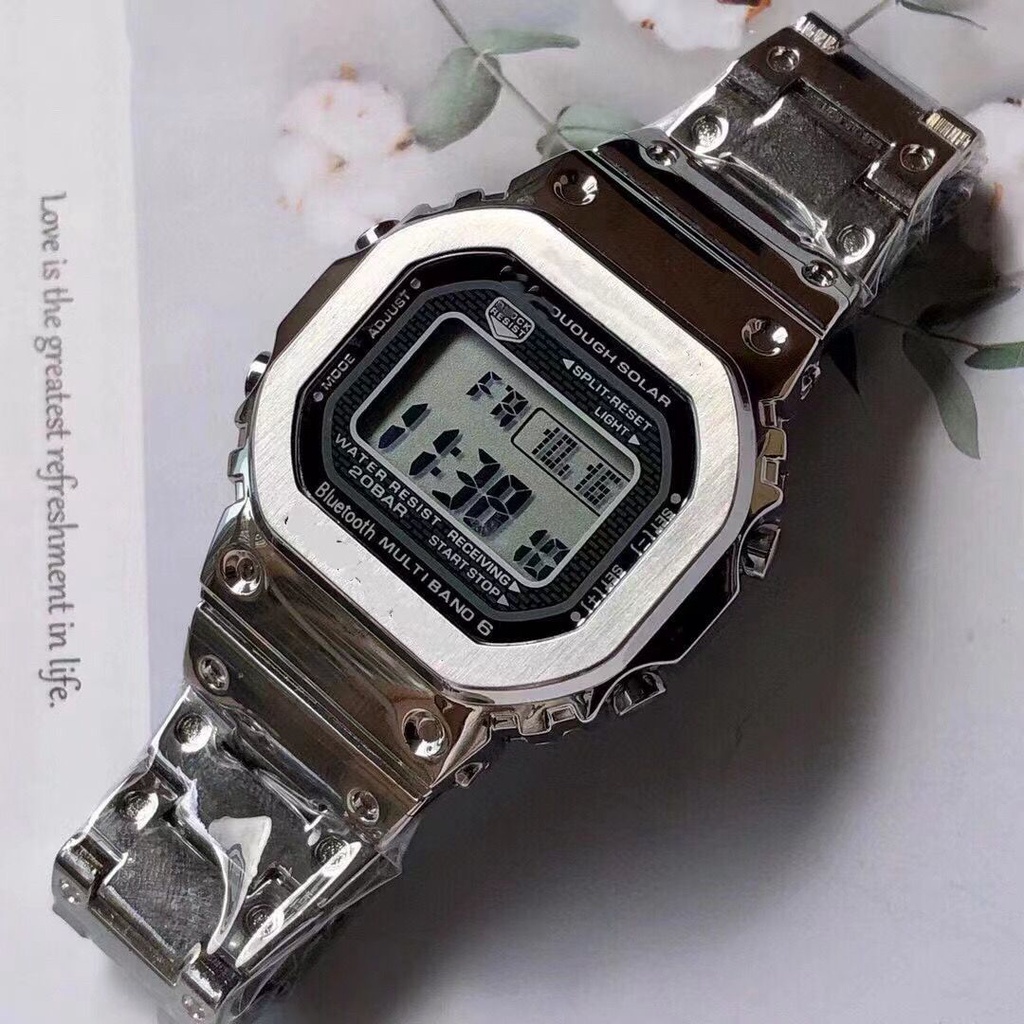 Small silver block watch male and female students sports waterproof ...