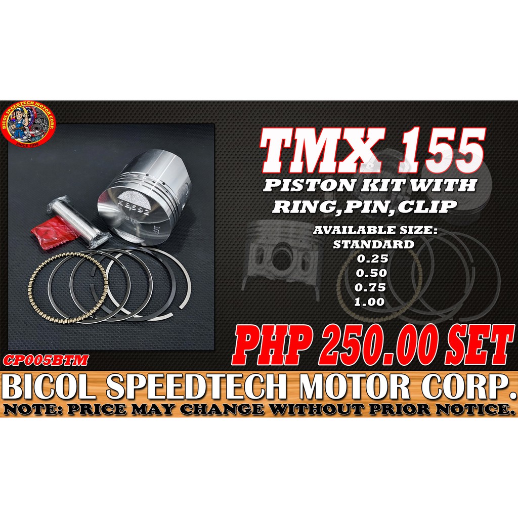 TMX 155 PISTON KIT WITH RING,PIN,CLIP (CP005BTM) | Shopee Philippines