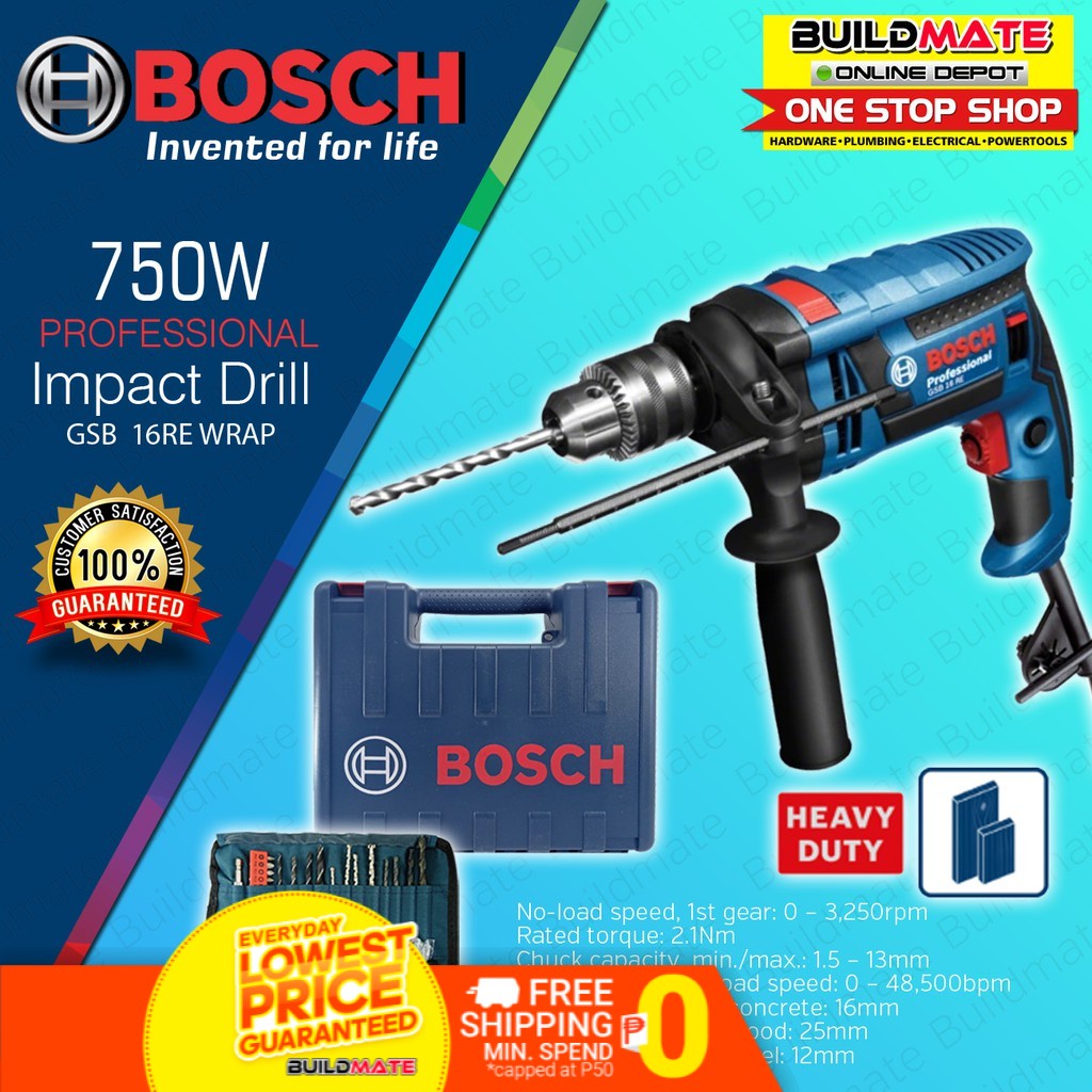 Bosch 750W GSB 16 RE WRAP Heavy Duty Impact Drill Wrap with Reverse ...