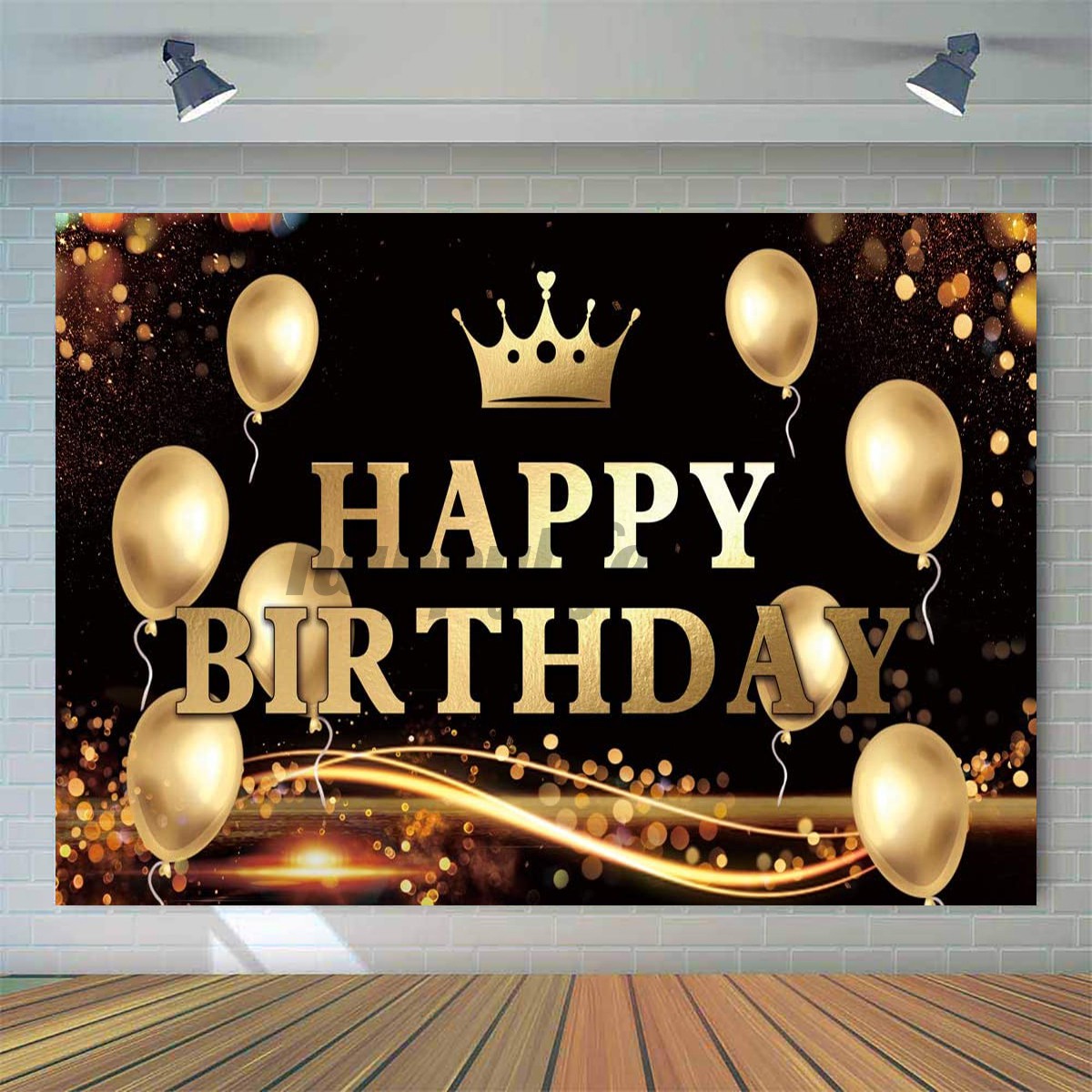 Happy Birthday Backdrop Gold Balloons Photography Background Photo ...