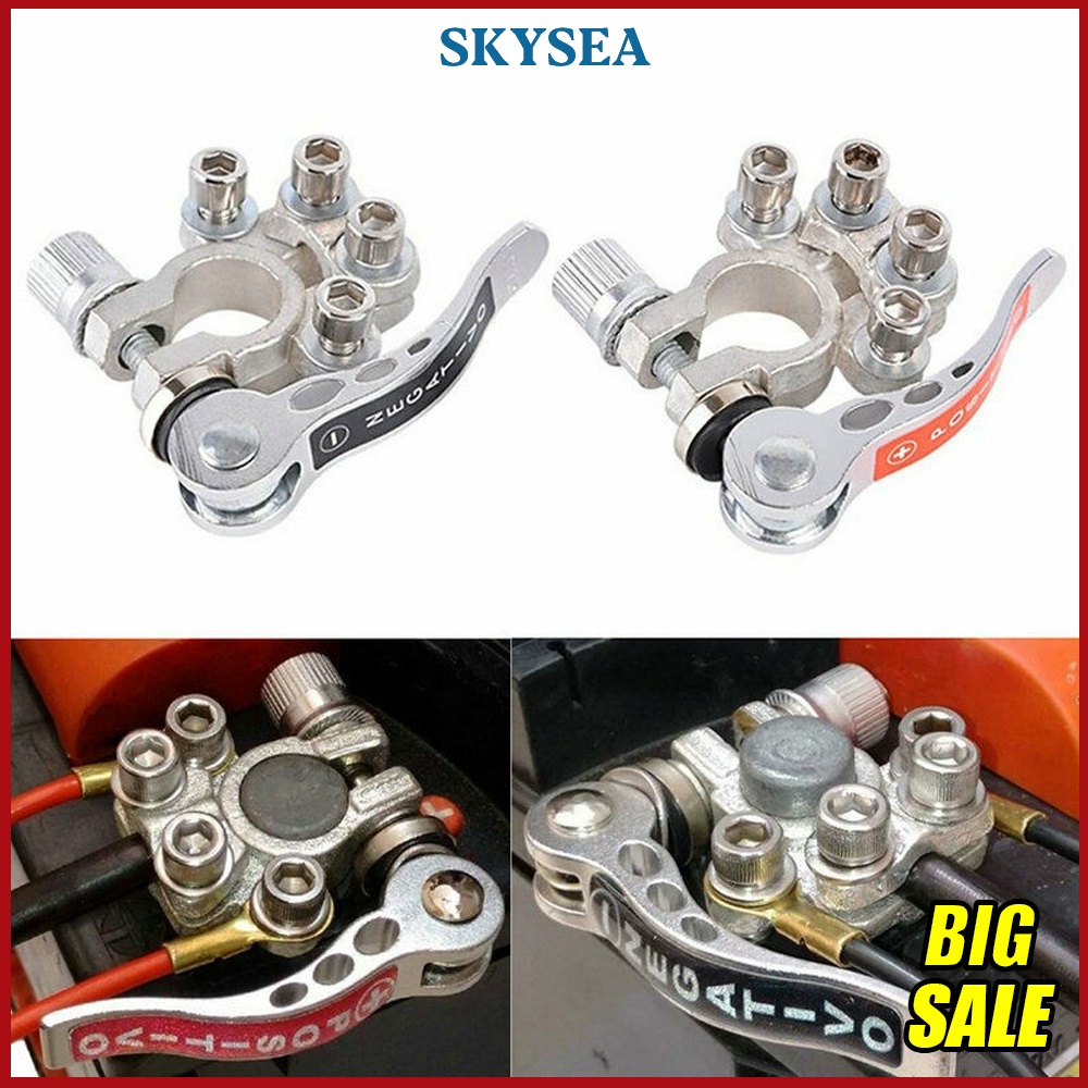 2pcs Car Battery Connected Battery Clamp Porous Wiring Clamp Tinned ...