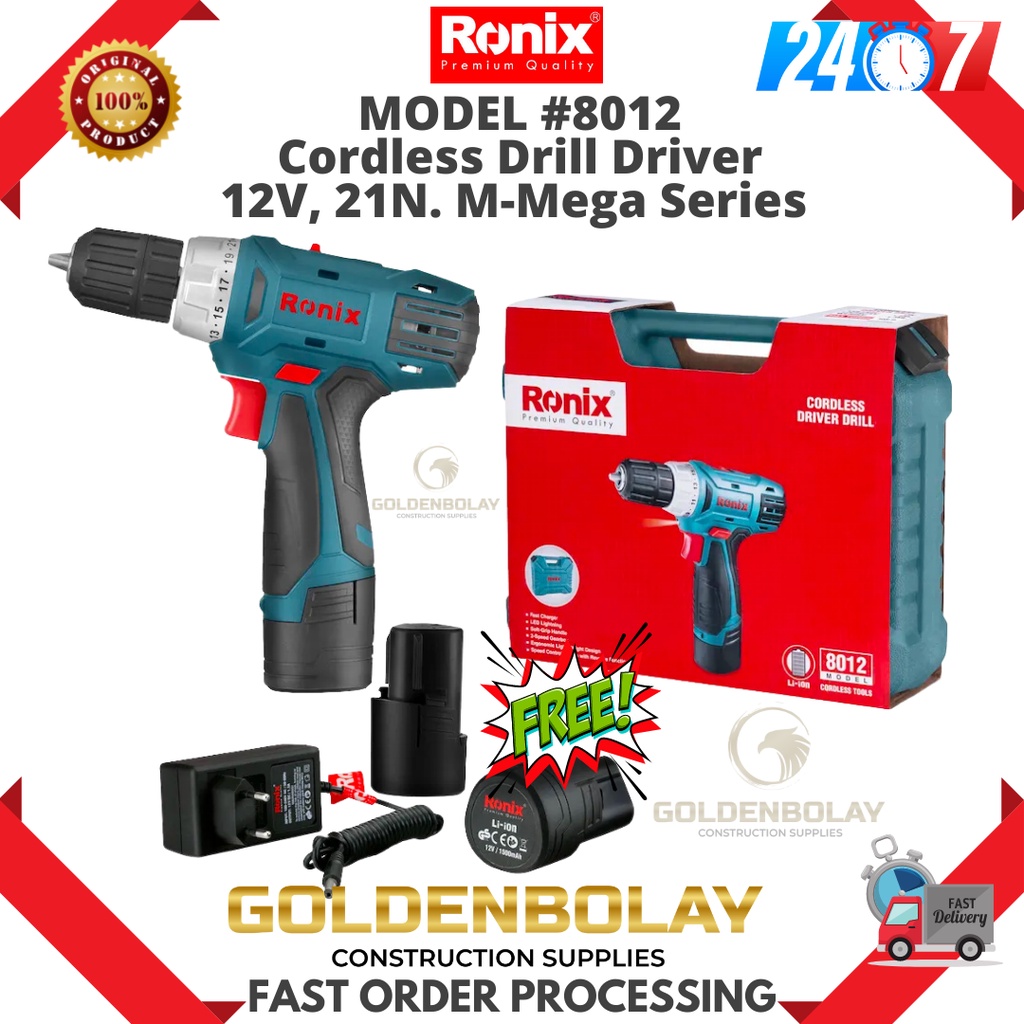 RONIX Germany - 12V Cordless drill driver- Mega series MODEL 8012 ...