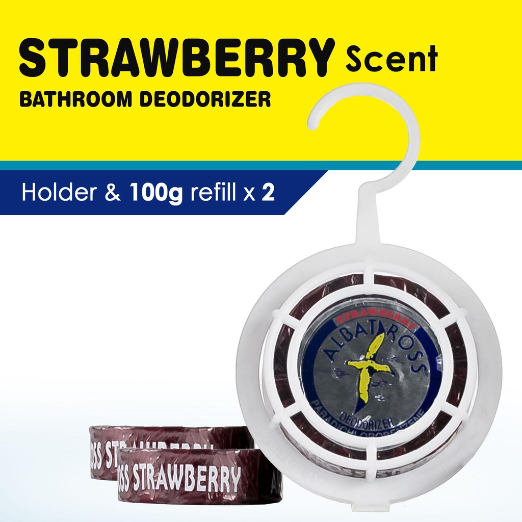 Albatross Bathroom Deodorizer Strawberry 100g w/ Holder & Refill 2's ...
