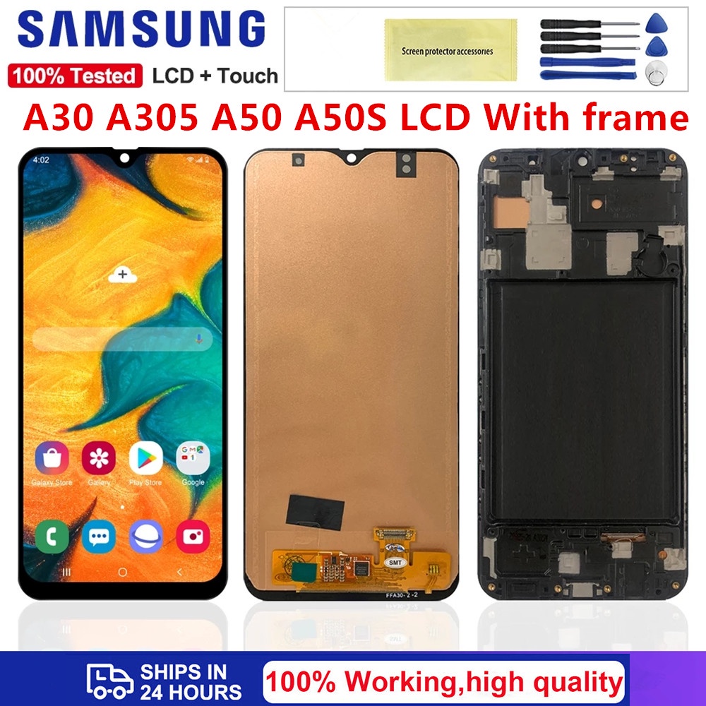 Display Screen for Samsung Galaxy A30 A50 A50S A305 LCD Digitizer Replacement With frame Display ...