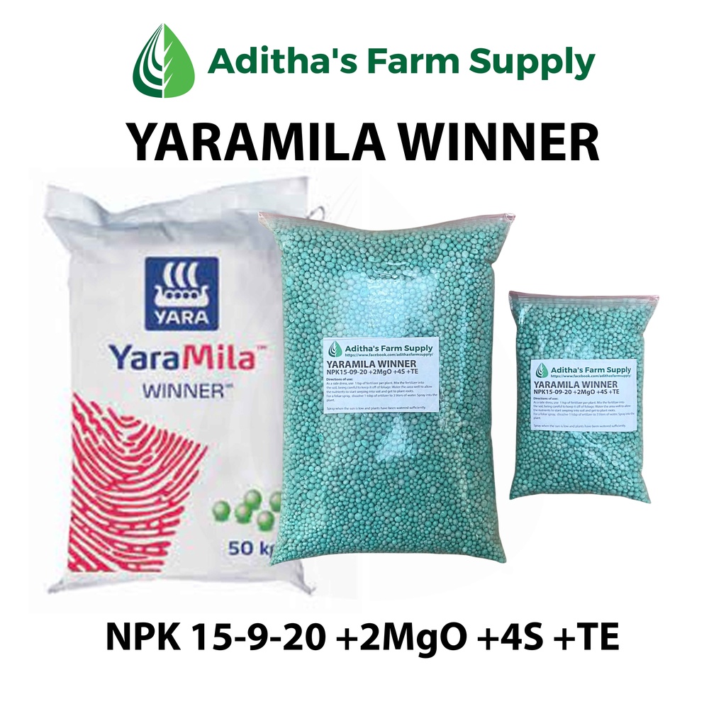 Yara Mila Winner (15-9-20 +2MgO +4S +TE) 200 grams / 1 kilo | Shopee ...