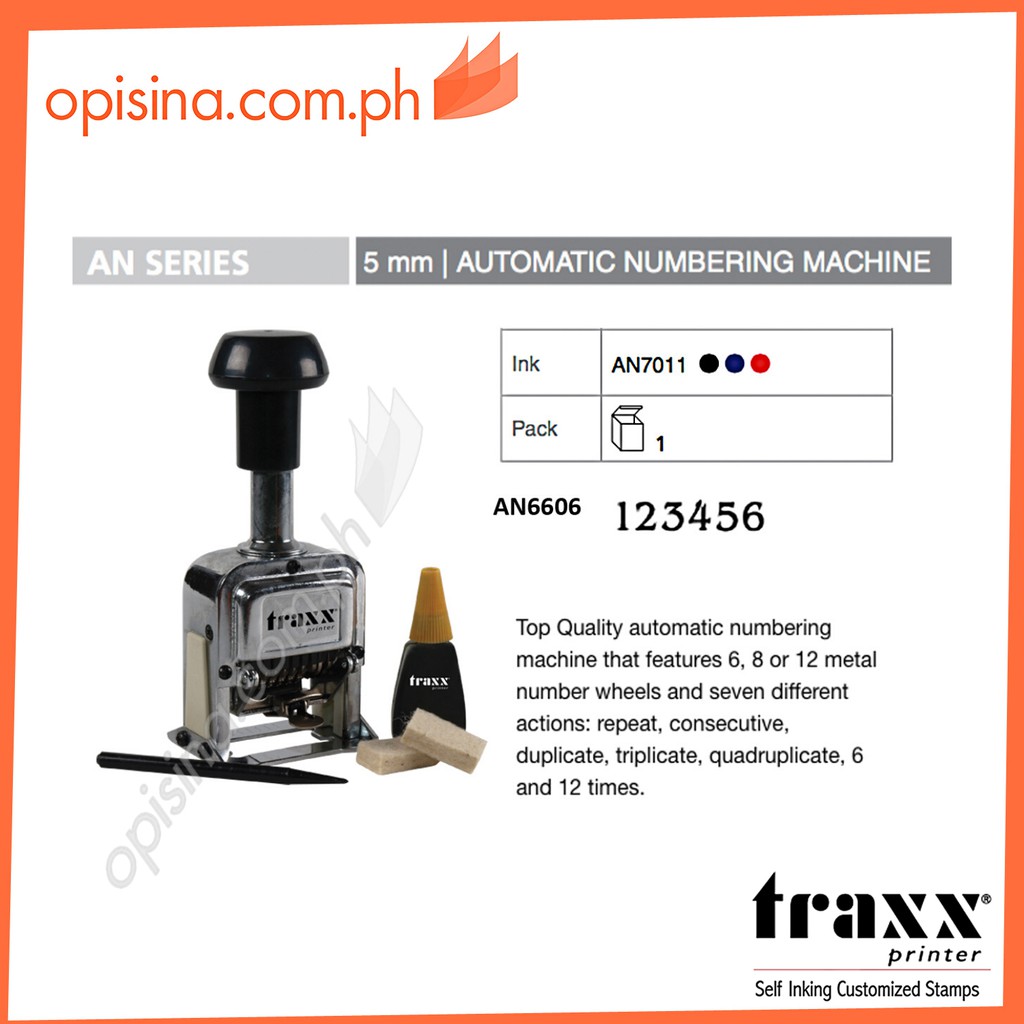 TRAXX AUTO NUMBERING STAMP MACHINE AN6606 ,6 DIGITS 5MM | Shopee ...