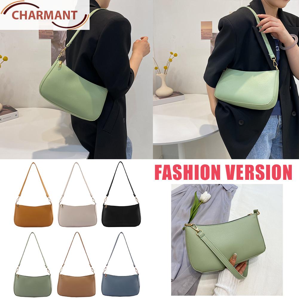 Fashion Women PU Shoulder Underarm Bag Casual Solid Color Small Purse ...