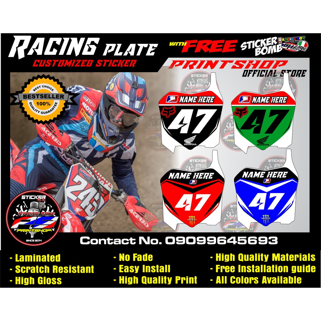 Customized Sticker Decals for Racing Plate Printable durable and High ...
