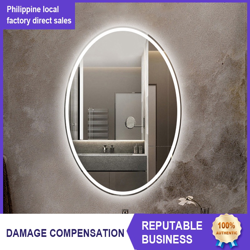 LED Oval Mirror 3color Dimmable Makeup Mirror Smart Touch Screen ...