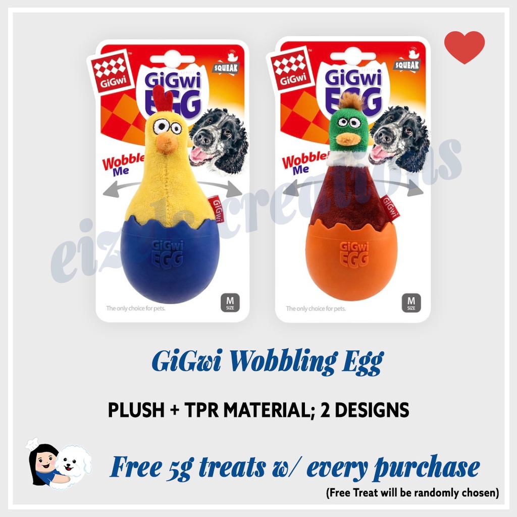 GiGwi Wobbling Egg Interactive Fun w/ Squeak Toy for Dogs (Free 5g ...