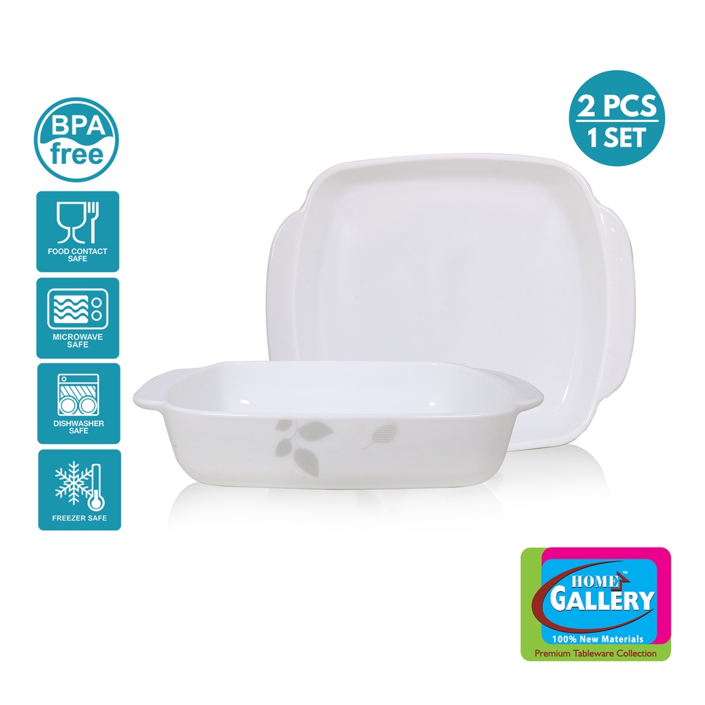 Home Gallery Opal Glass Square Dish w/ Handle 2pcs 10 Inches | Food ...