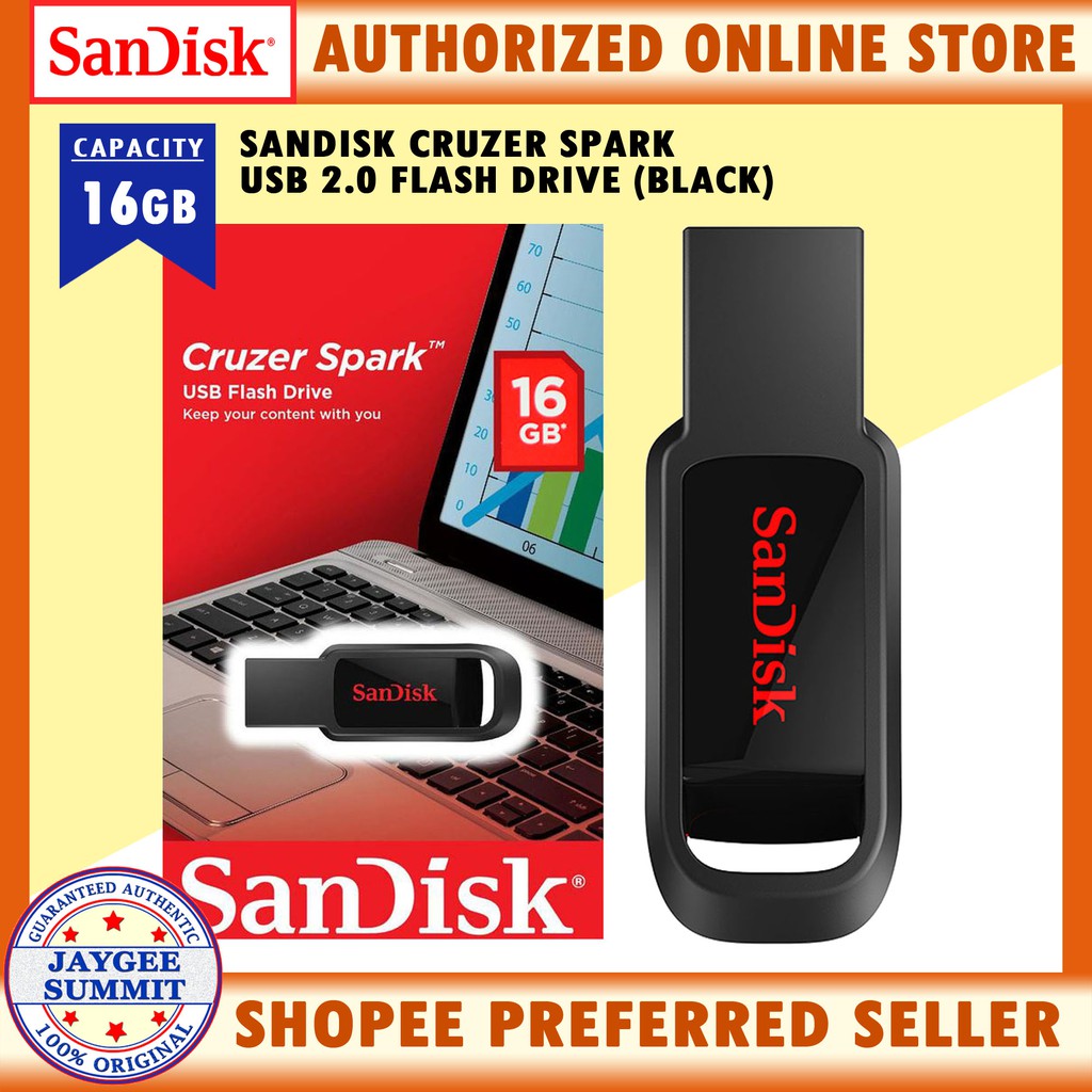 Sandisk Cruzer Spark 16GB USB 2.0 FLASH DRIVE (Black) | Shopee Philippines