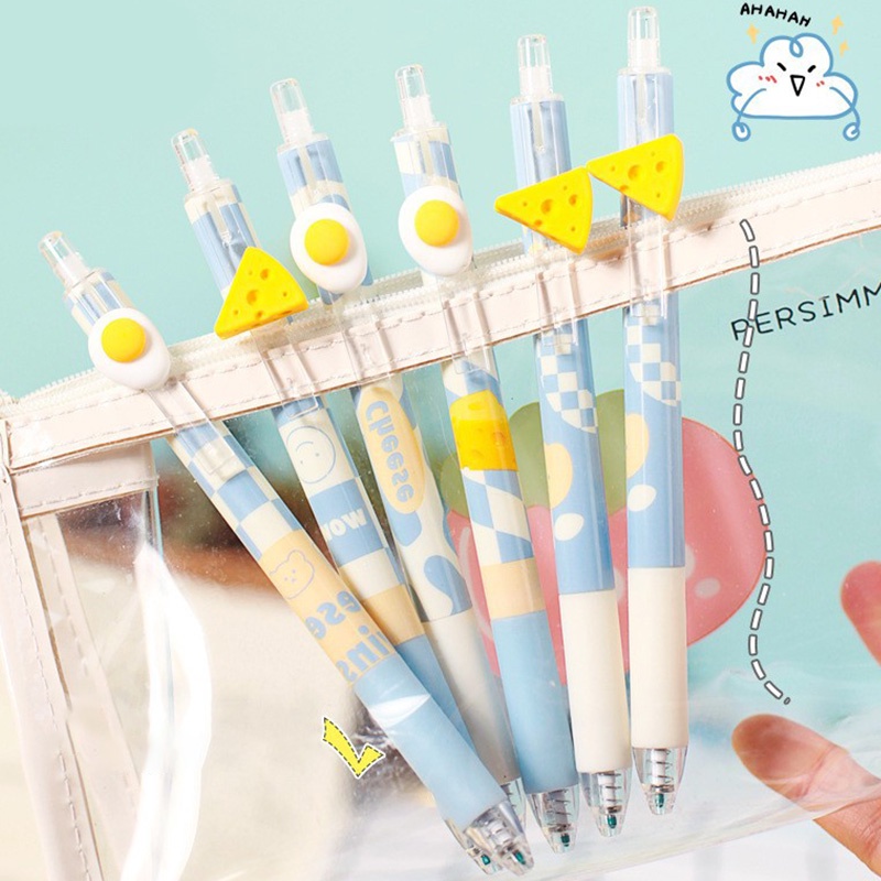 6 Pcs 0.5mm Sea Salt Cheese Series Ball Pen Black Ink ST Tip Ballpoint ...