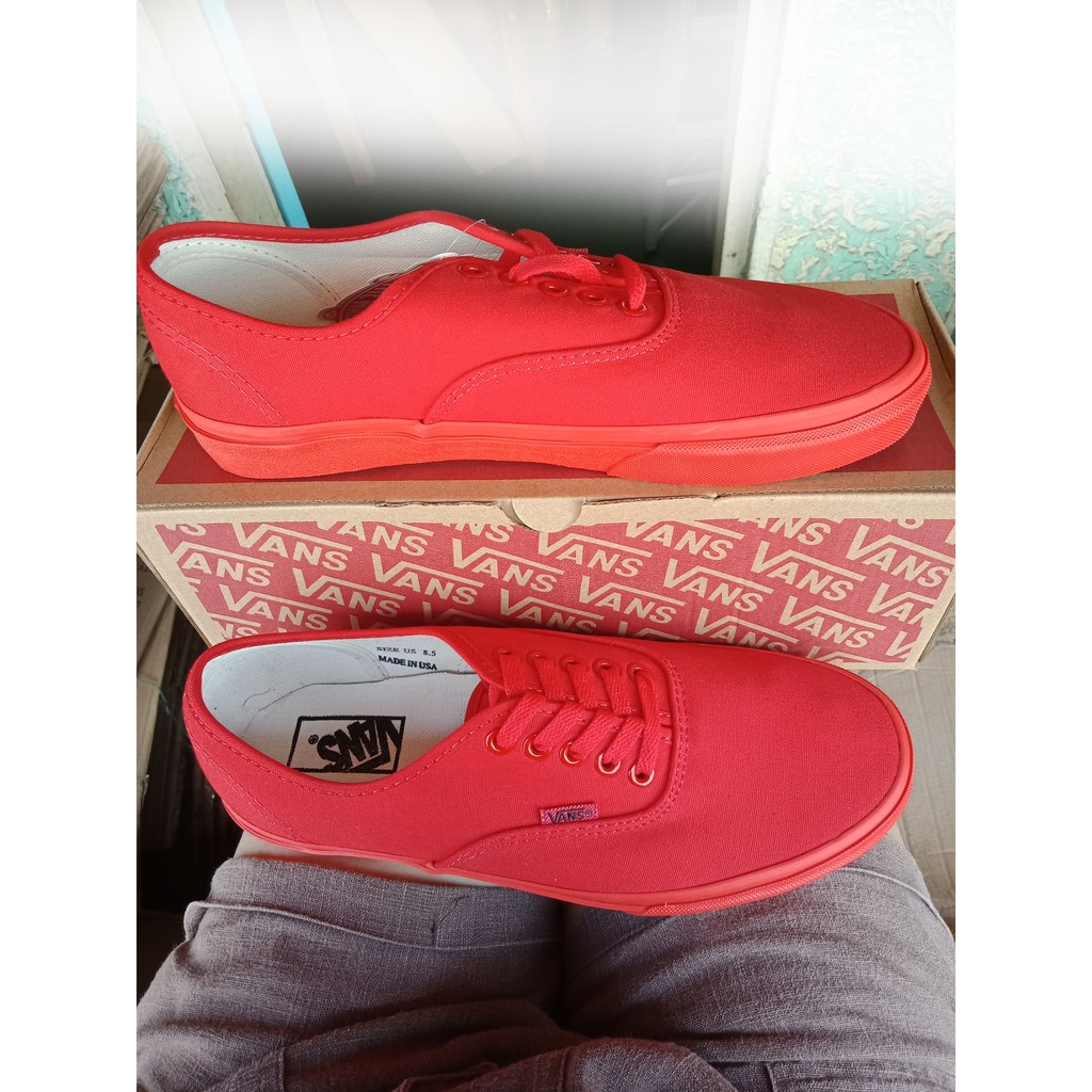 Vans Authentic Translucent Skate Shoe Red Monochrome