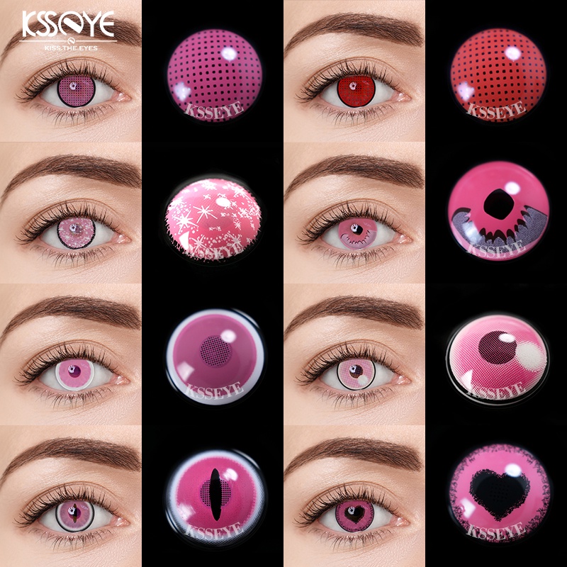 Halloween Contact Lenses 2 Pieces/1 Pair of Pink Contact Lenses Pink ...