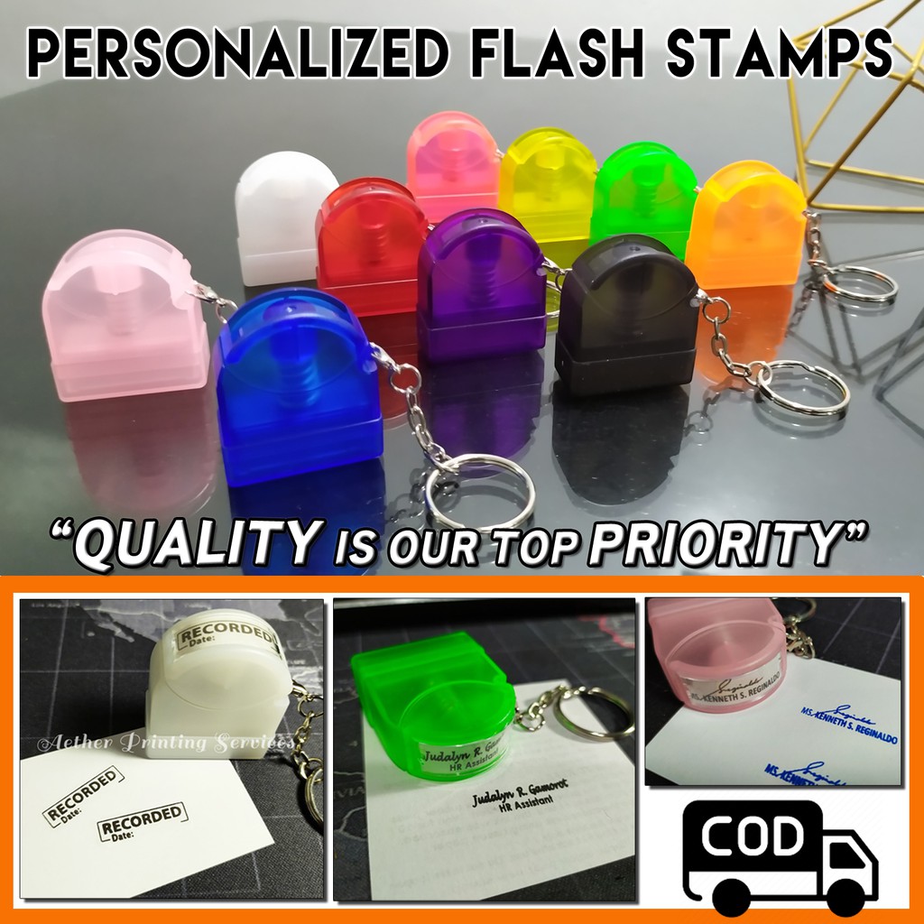 COD Transparent Keychain Stamps, Personalized Flash Stamps, Self Inking ...