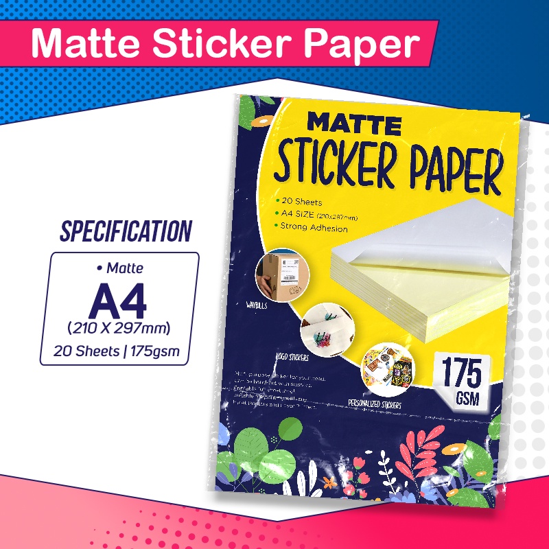 Matte Sticker Paper A4 175gsm / Kraft Sticker Paper A4 Size 175gsm for ...