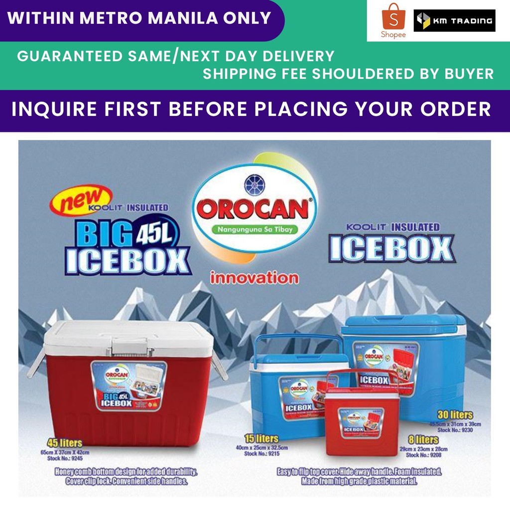 Orocan Ice box IceBox Cooler Chest Insulated 45L w/free ice scoop ...