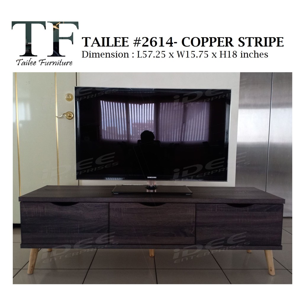 Tailee #2614 - Modern TV Rack / TV Stand (Copper Stripe) | Shopee ...