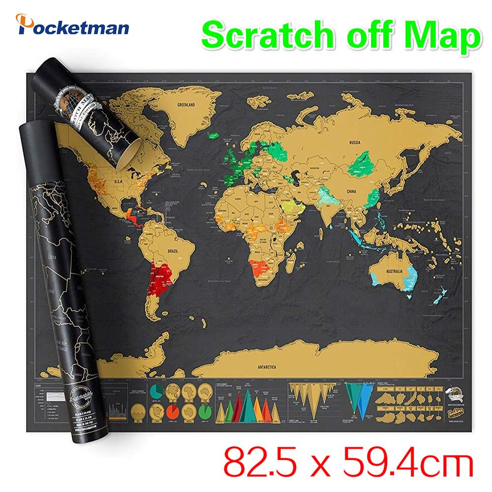 Scratch off Map World Poster Detailed Map of the World with Capitals ...