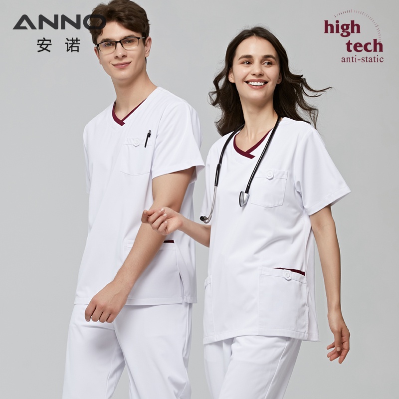 ANNO White Scrubs Set Anti-Static Professional Medical Clothes Nurse ...