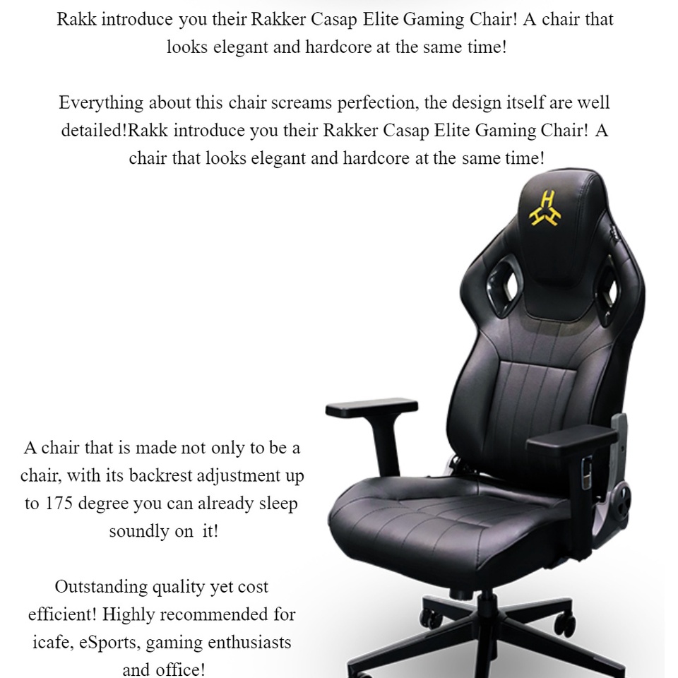 Rakker Casap Elite Gaming Chair Black, Rakk Gears Essentials Racing ...