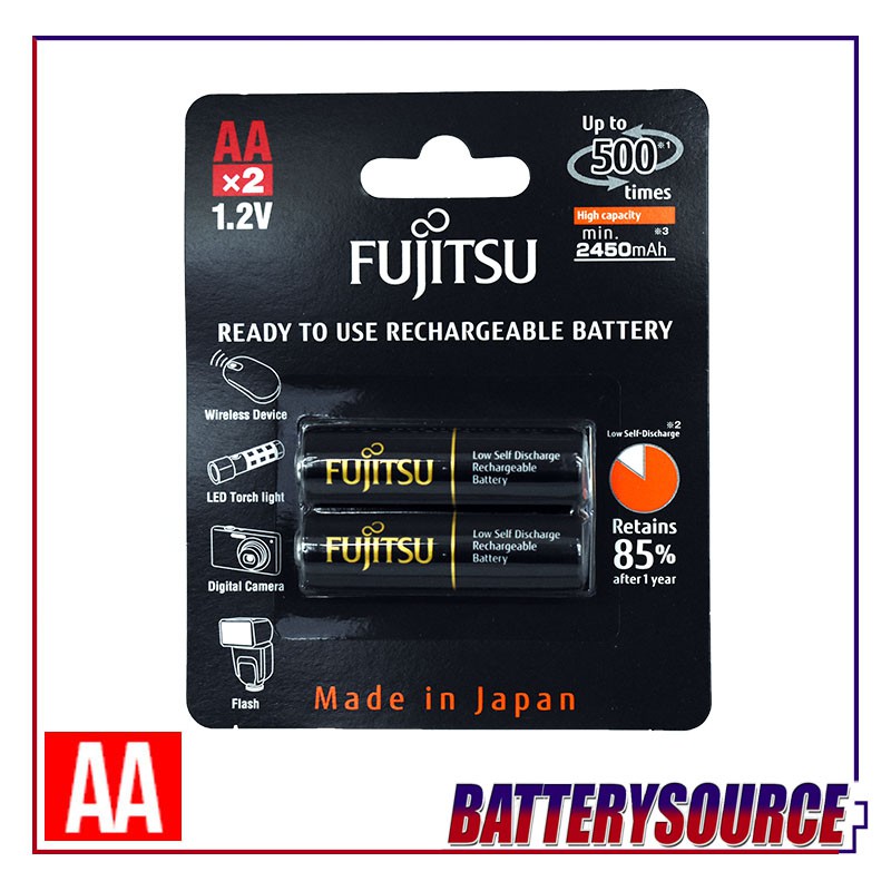 Fujitsu Rechargeable AA Battery High Capacity (Black) min.2450mAh~typ ...