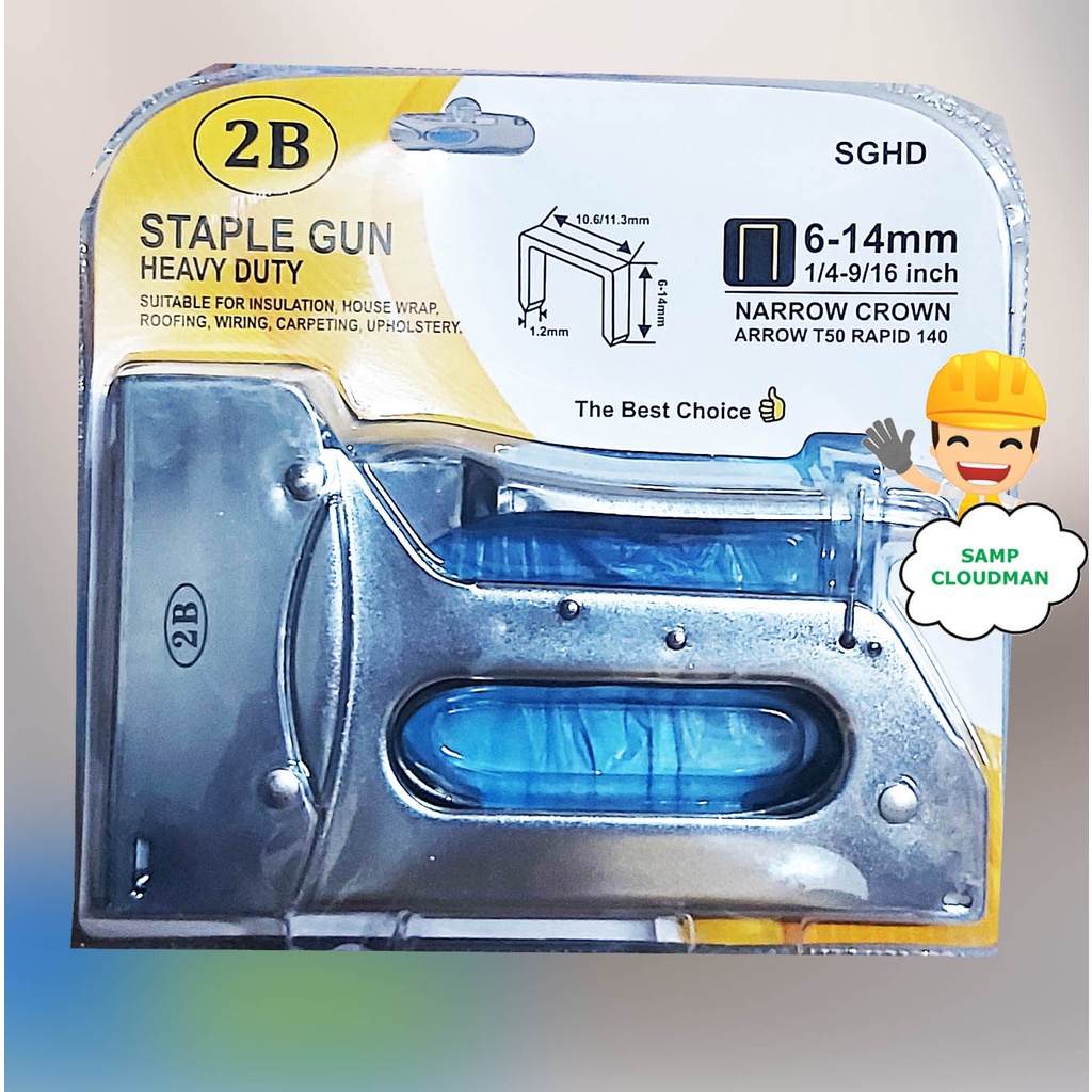 2B Heavy Duty Staple Gun Narrow Crown T50 6mm To 14mm 1 4 To 9 16 Inch