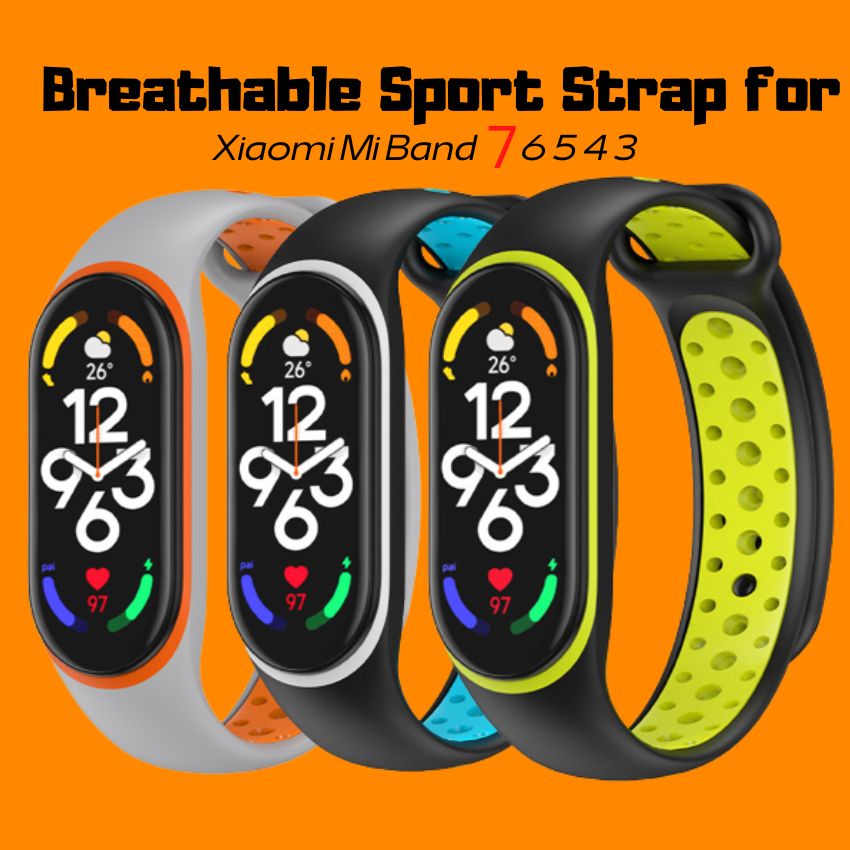 Xiaomi Mi Band 7 6 5 4 Strap Silicone Breathable Sport Replacement Bracelet Wristband for Mi ...