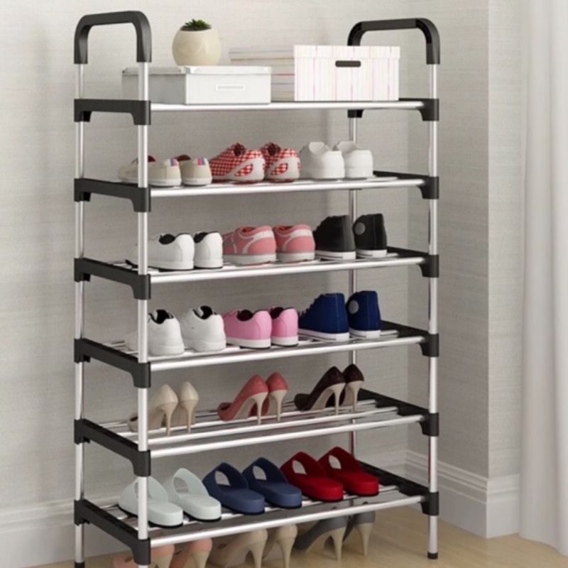 6 Layer shoe rack Tier Colored stainless steel Stackable Shoes ...