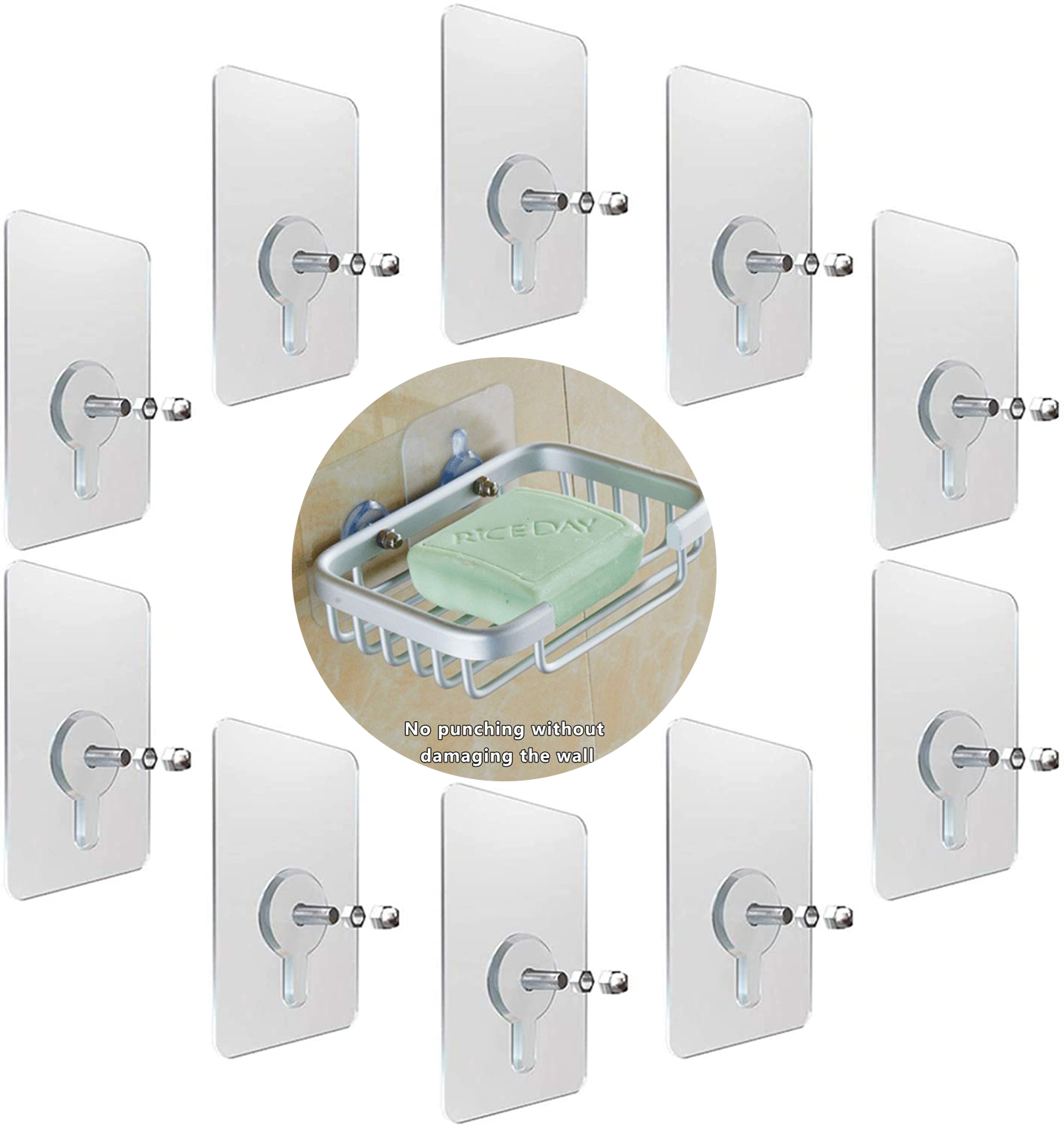 Self Adhesive Hanging Nails Detachable Punch-Free Wall-Mounted Screw ...