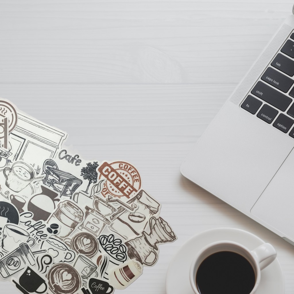 30pcs All about Cafe Waterproof Stickers [Coffee Theme - Black & White ...