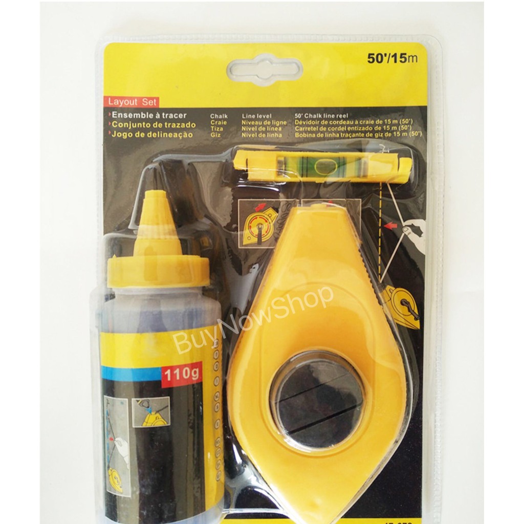 Chalkline Marker with Powder Pitik Level Bar Chalk line Layout Set ...