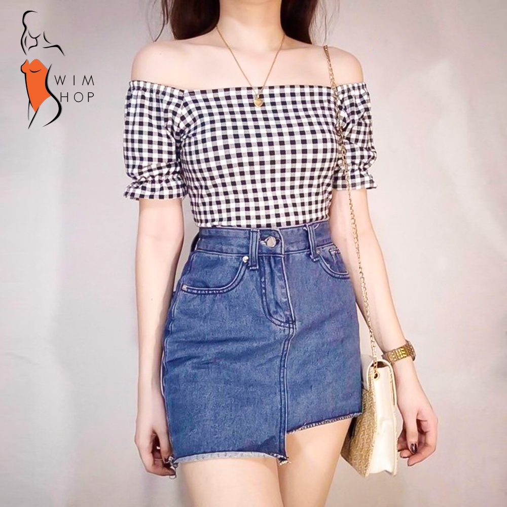 SS Two-Way Off Shoulder Tops Korean Crop Top Ruffle Puff Sleeve Blouse ...