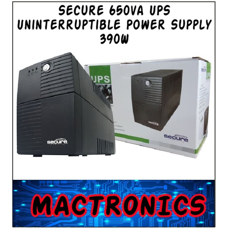 Secure 650va UPS Uninterruptible Power Supply 390W, WITH AVR (AUTO ...