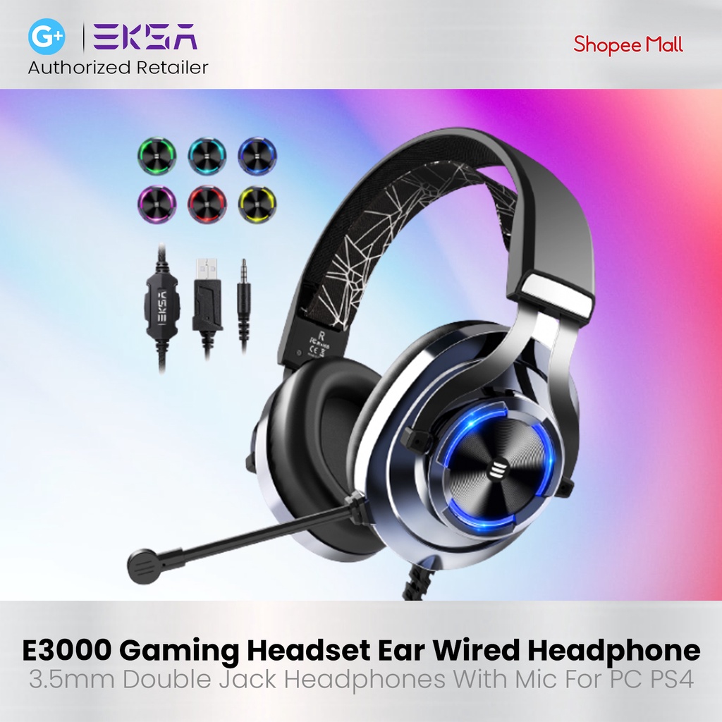 EKSA E3000 Gaming Headset Ear Wired Headphone 3.5mm Double Jack ...