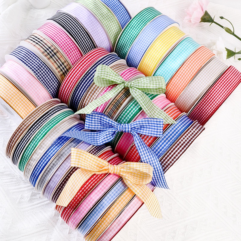 4.5M/Lot 10mm 25mm Plaid Ribbon Christmas Decor Ribbon For Handmade ...