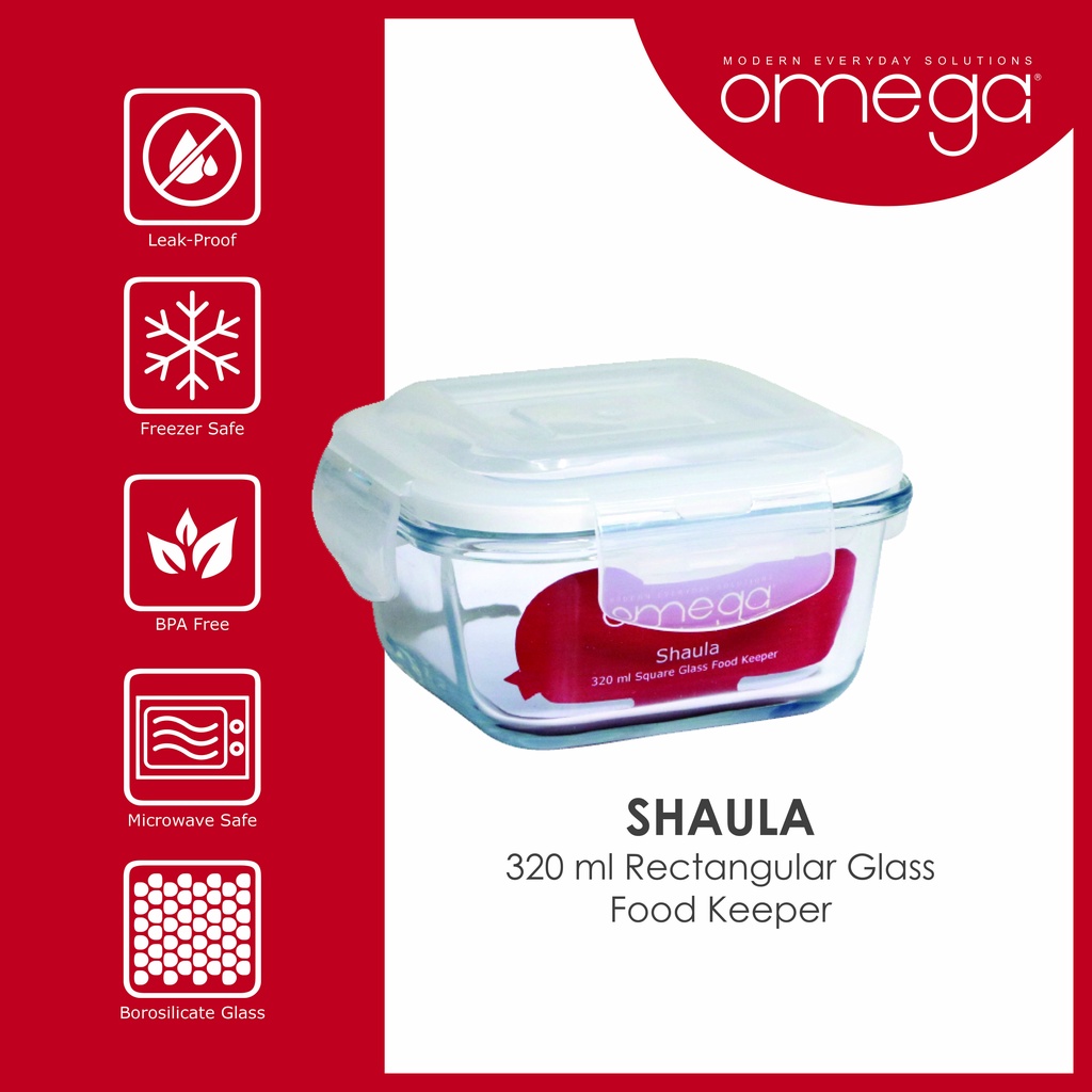 Omega Houseware Shaula Square Glass Food Keeper Airtight Storage and ...