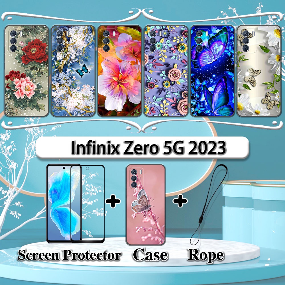 2 IN 1 For Infinix Zero 5G 2023 Case with Tempered Glass Curved Ceramic ...