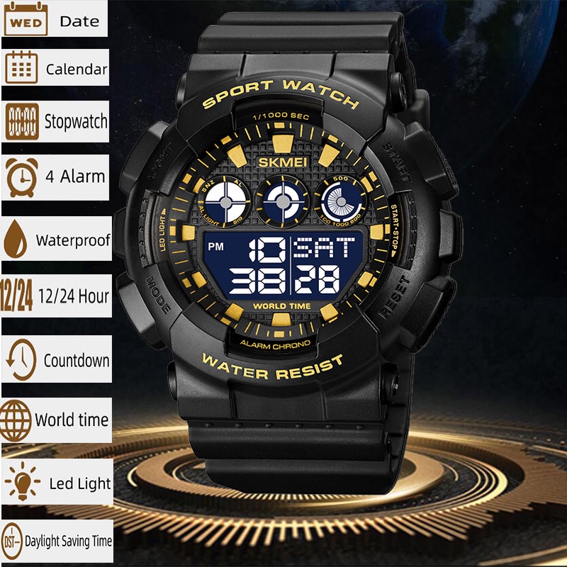 Skmei Men's Sports Watches Fashion Big Size Dial Design World Time ...