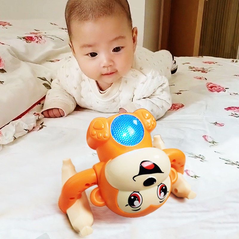 Baby Voice Control Rolling Little Monkey Toy Walk Sing Brain Game ...