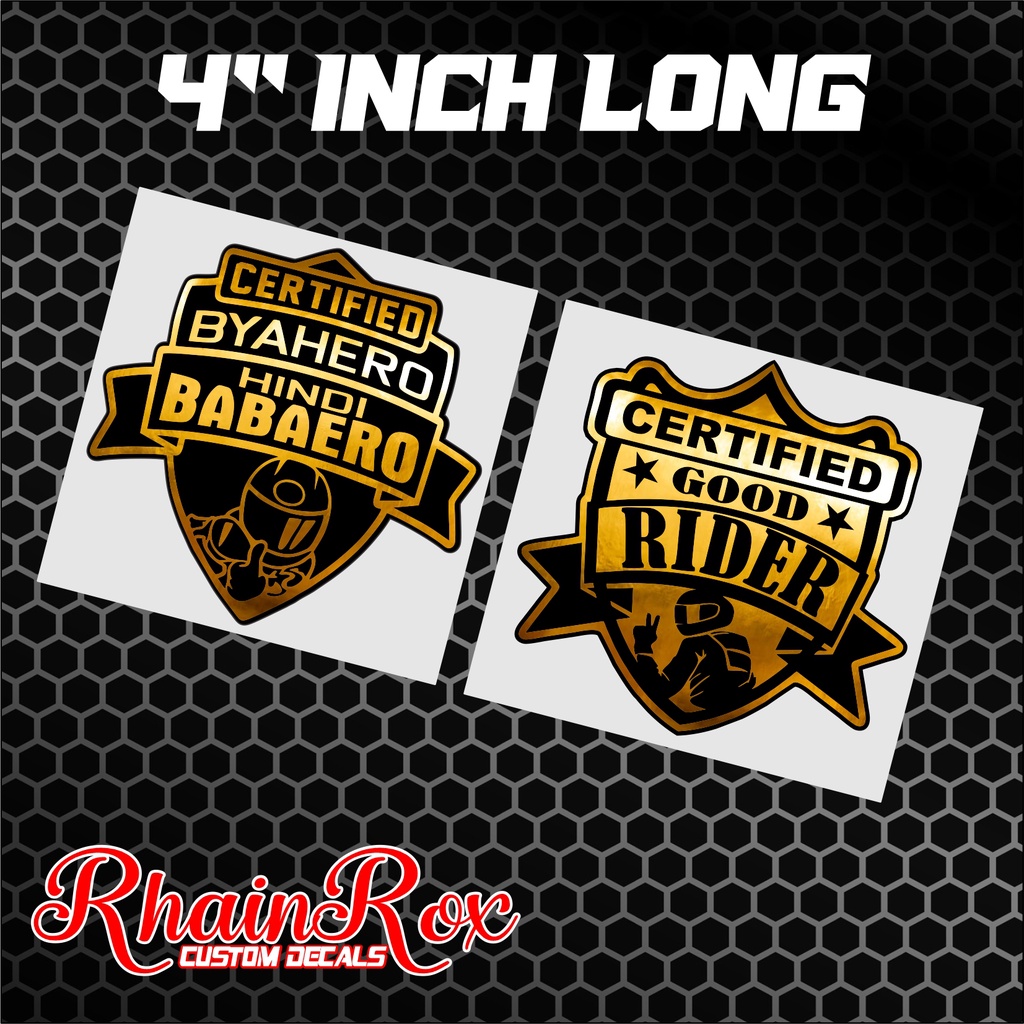 certified good rider certified byahero hindi babaero die cut sticker ...