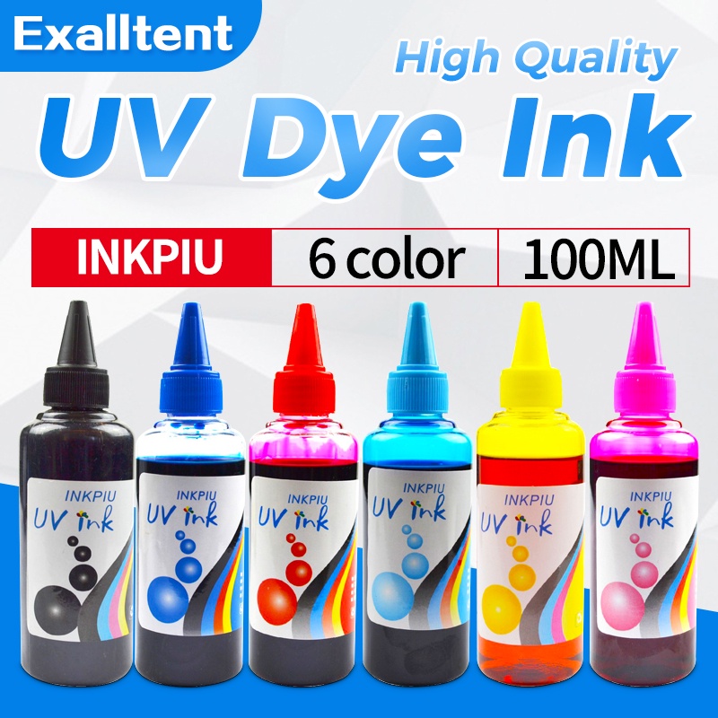 Inkpiu UV Dye Ink 100ML 6Color For All Printer Types Universal Dye ink ...