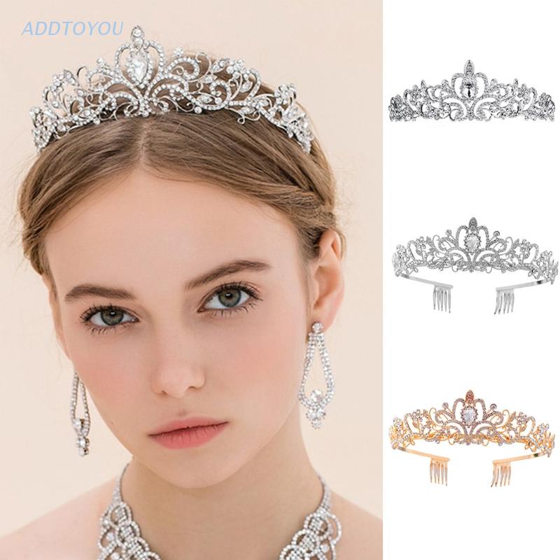 Time Imitation Crystal Crown Tiara with Comb Headband for Women Girls ...