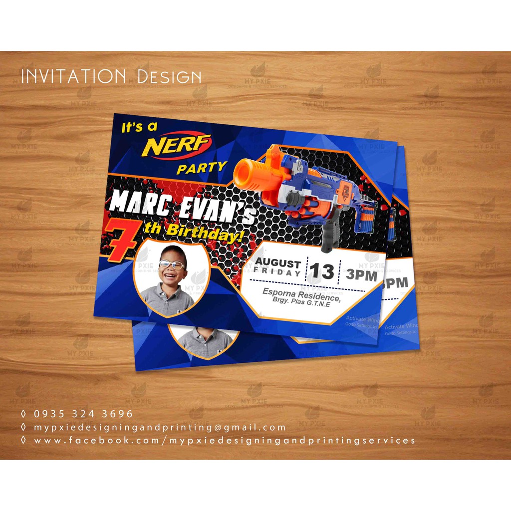 NERF Invitation with Enve | 7th Birthday | Birthday | Baptismal ...