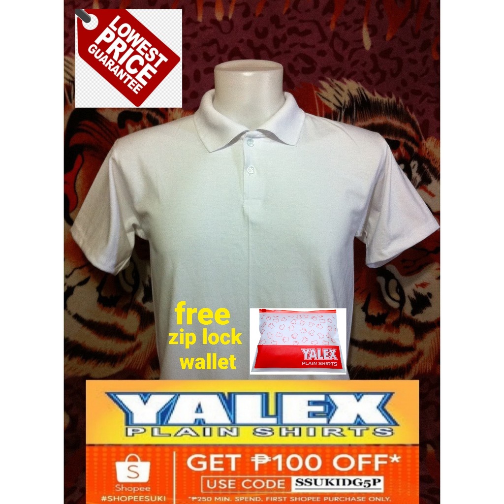 Yalex Plain Polo Shirt White with Collar - No Minimum - adult | Shopee ...