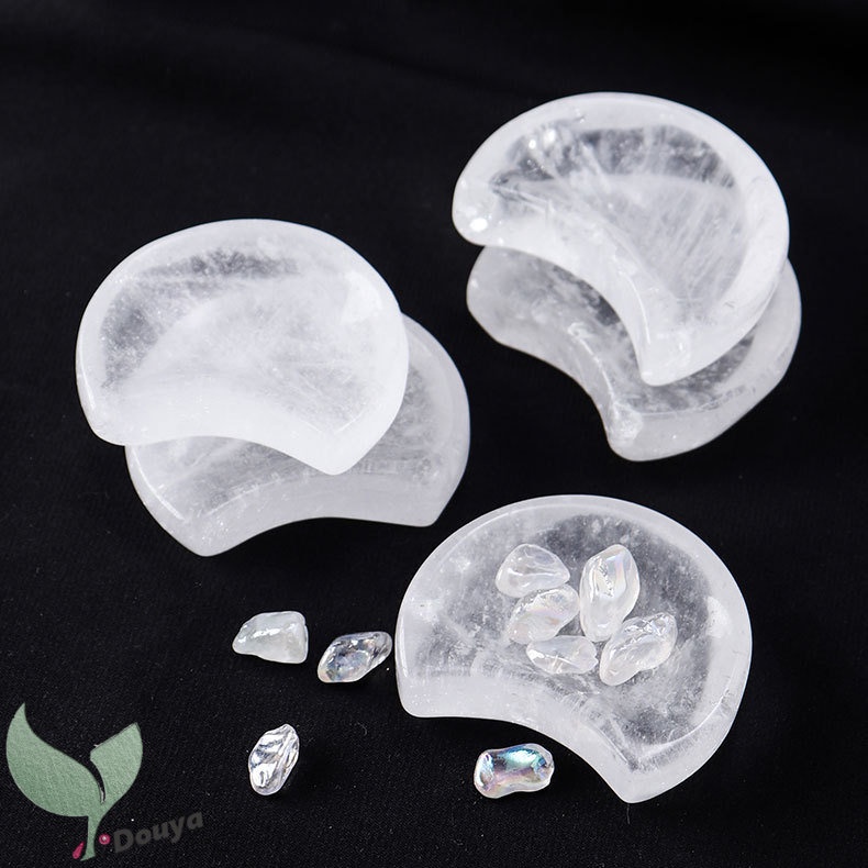 Natural Rose Quartz/clear quartz Bowl 2" , Hand Carved Crystal Healing ...